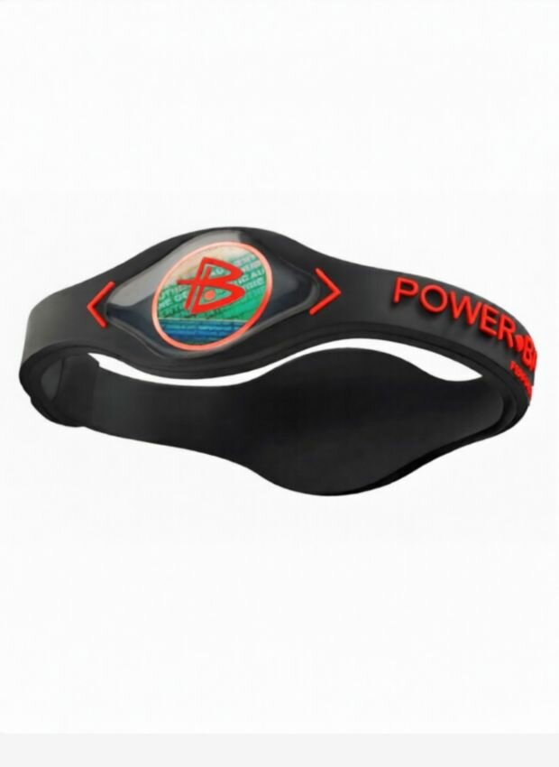 Энергетический браслет Power Balance с турмалином, Черный с Красной надписью, размер XL (длина) 22 см.