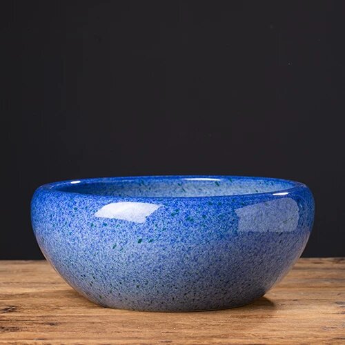 Ручная керамическая аквариум в бирюзовом цвете, маленький размер 24 см диаметр для золотых рыбок и черепах