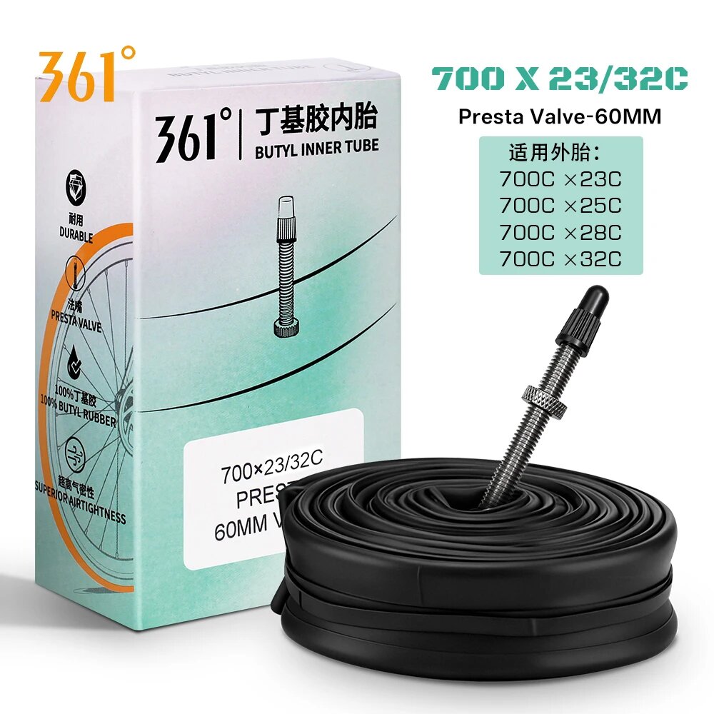 Велосипедная камера 361 Degrees 700C для шоссейных велосипедов 700X23 32C-F V60mm