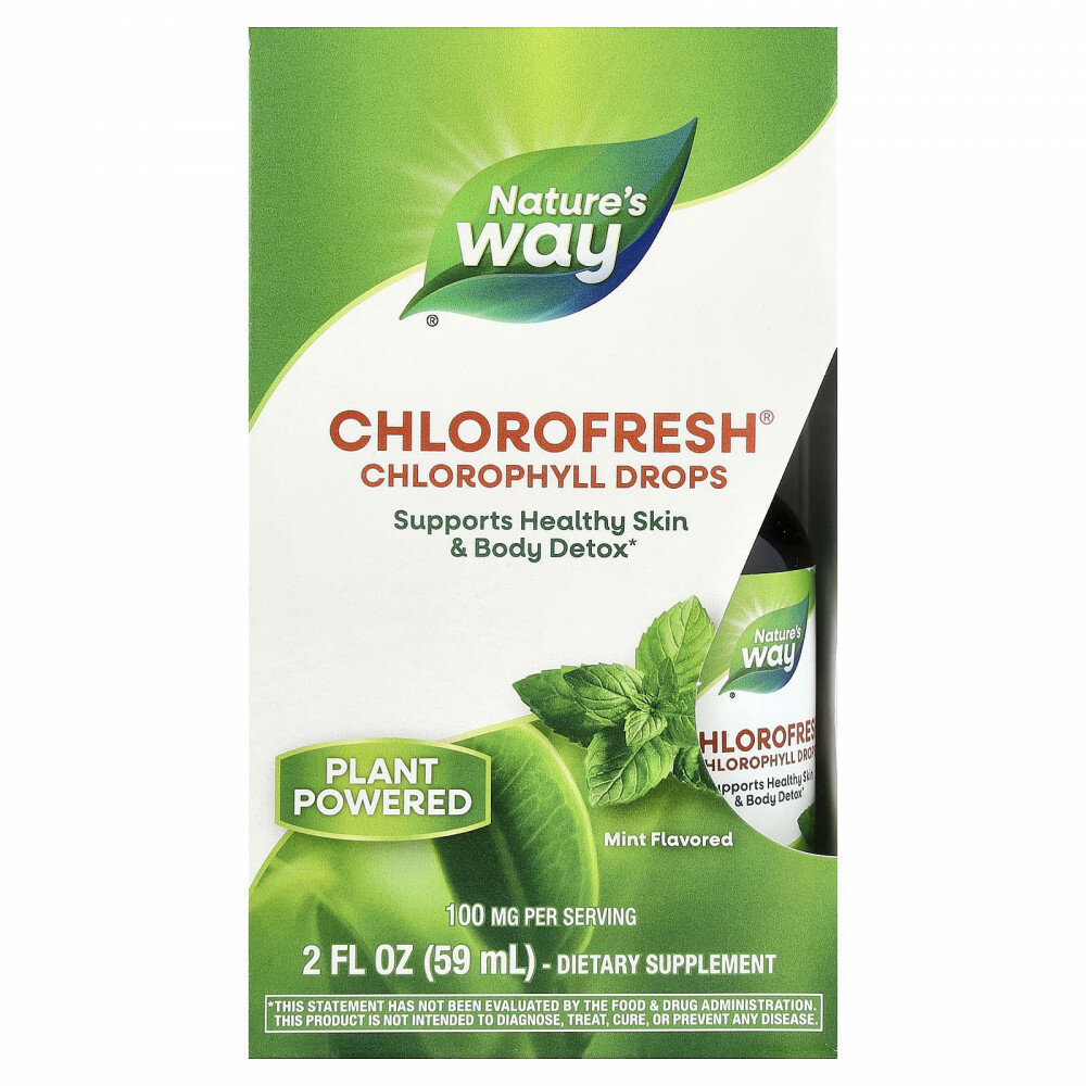 Nature's Way, Chlorofresh®, капли с хлорофиллом, мята, 59 мл (2 жидк. унции)
