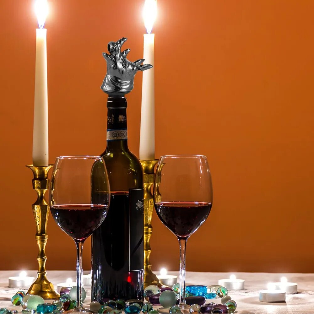 Насадка для бутылки воронка с головой носорога из цинкового сплава черного цвета для вина