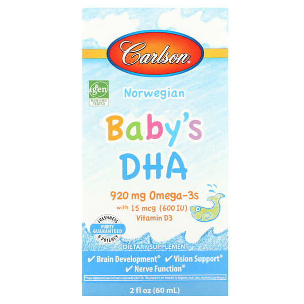 Carlson, Baby's Dha, 1,100 mg Omega-3s with Vitamin D3, 2 fl oz (60 ml)