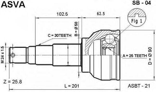 Asva ШРУС наружный 25X58X30 SB04
