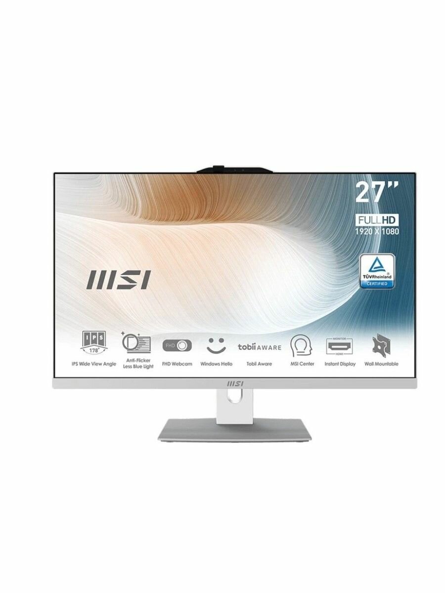 MSI Моноблок 27", Intel Core i5-1235U, RAM 16 ГБ, SSD 1000 ГБ, Intel UHD Graphics, DDR4 Белый (MSI Modern AM272P 12M-1041XRU)