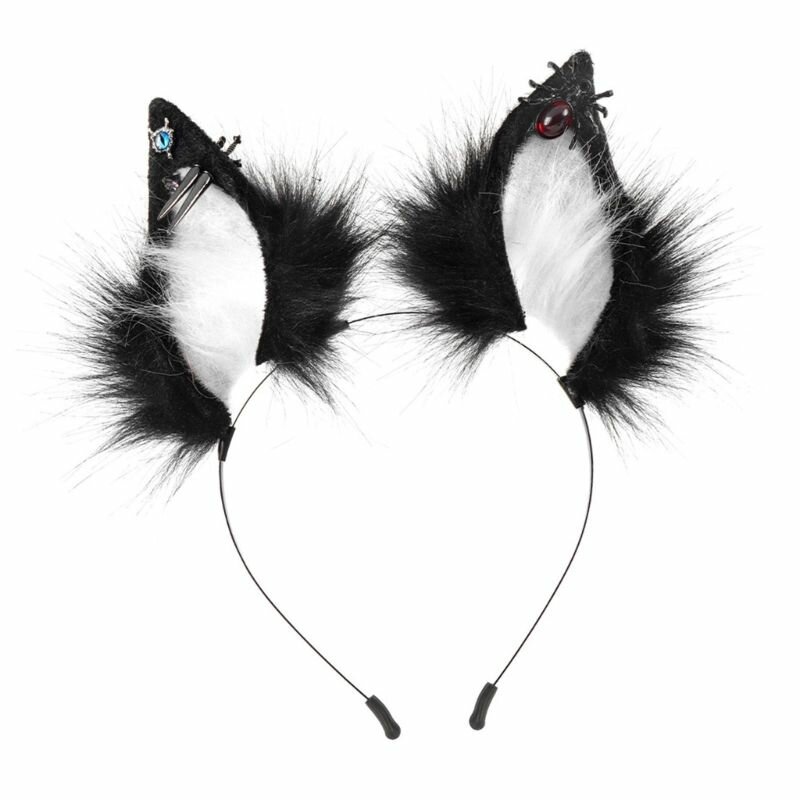 Имитация лисьих ушей, ушек зверя, повязка на голову -белый и черный