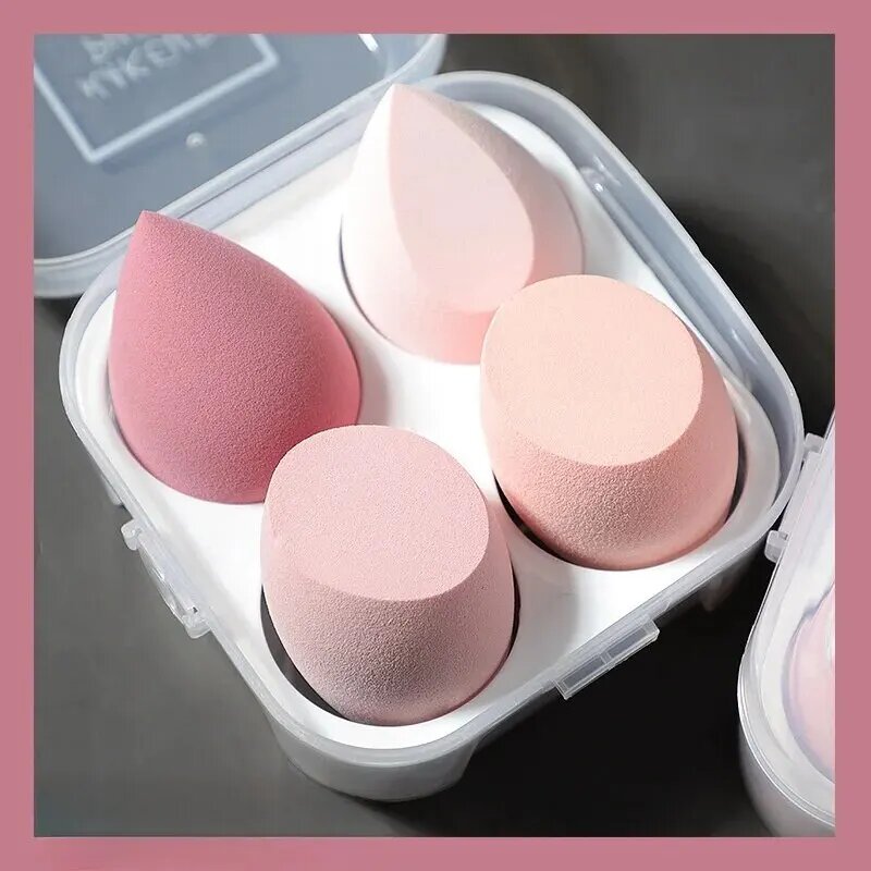 Набор из 4 шт. Пуховок для макияжа в форме яйца Pink