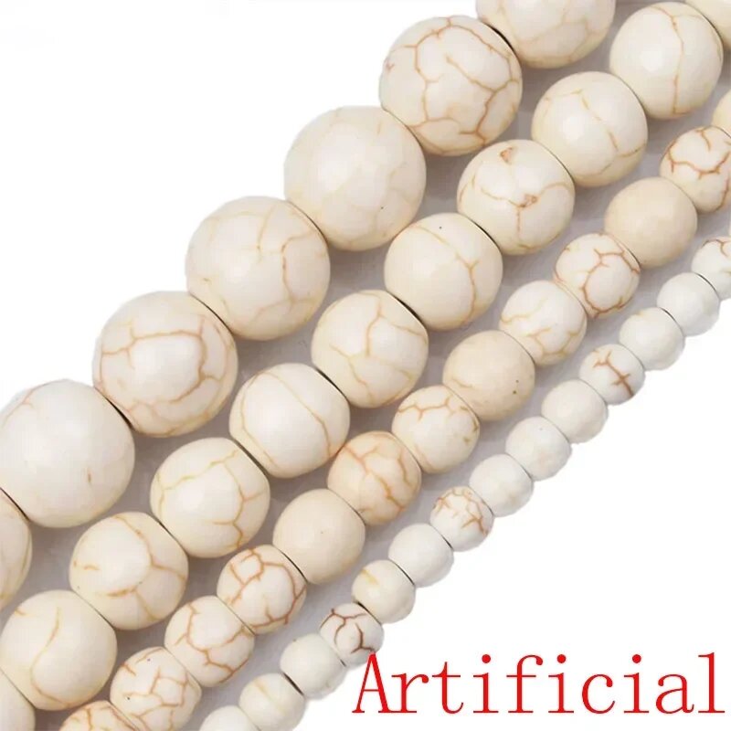 Бусины из белой африканской бирюзы шунан 4-12 мм 6mm 61Pcs 37g, A117-Artificial