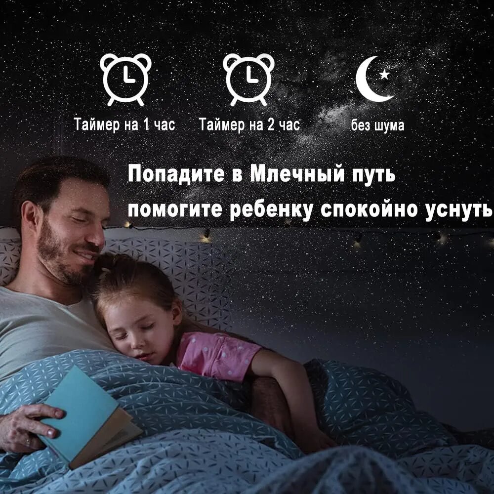 Ночной свет Галактический проектор 12 в 1, светодиодный настольный светильник с таймером и диммером, питание от USB — фото 1