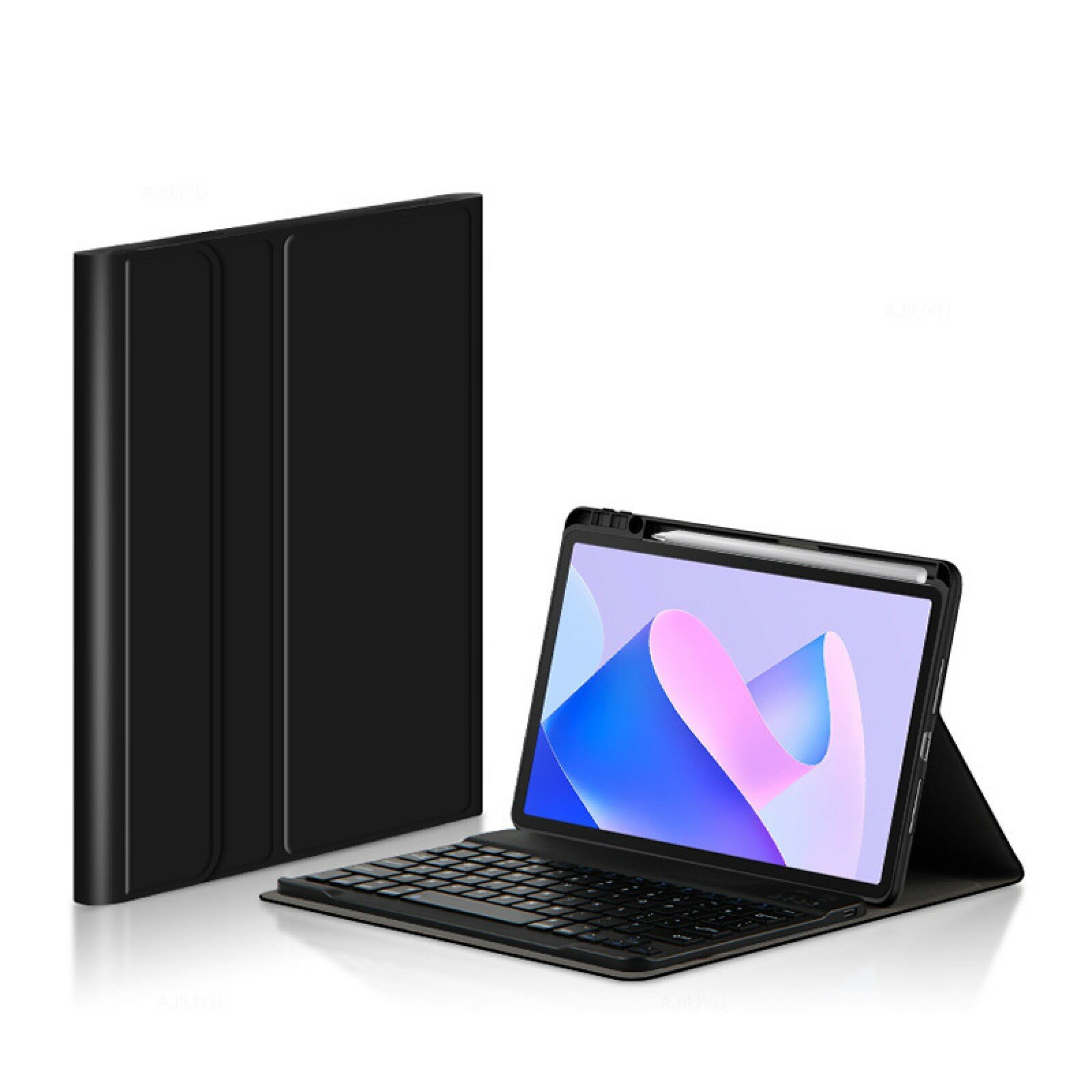 Клавиатура с чехлом MyPads для Huawei MatePad 11 2023 съёмная Bluetooth беспроводная, черная кожа