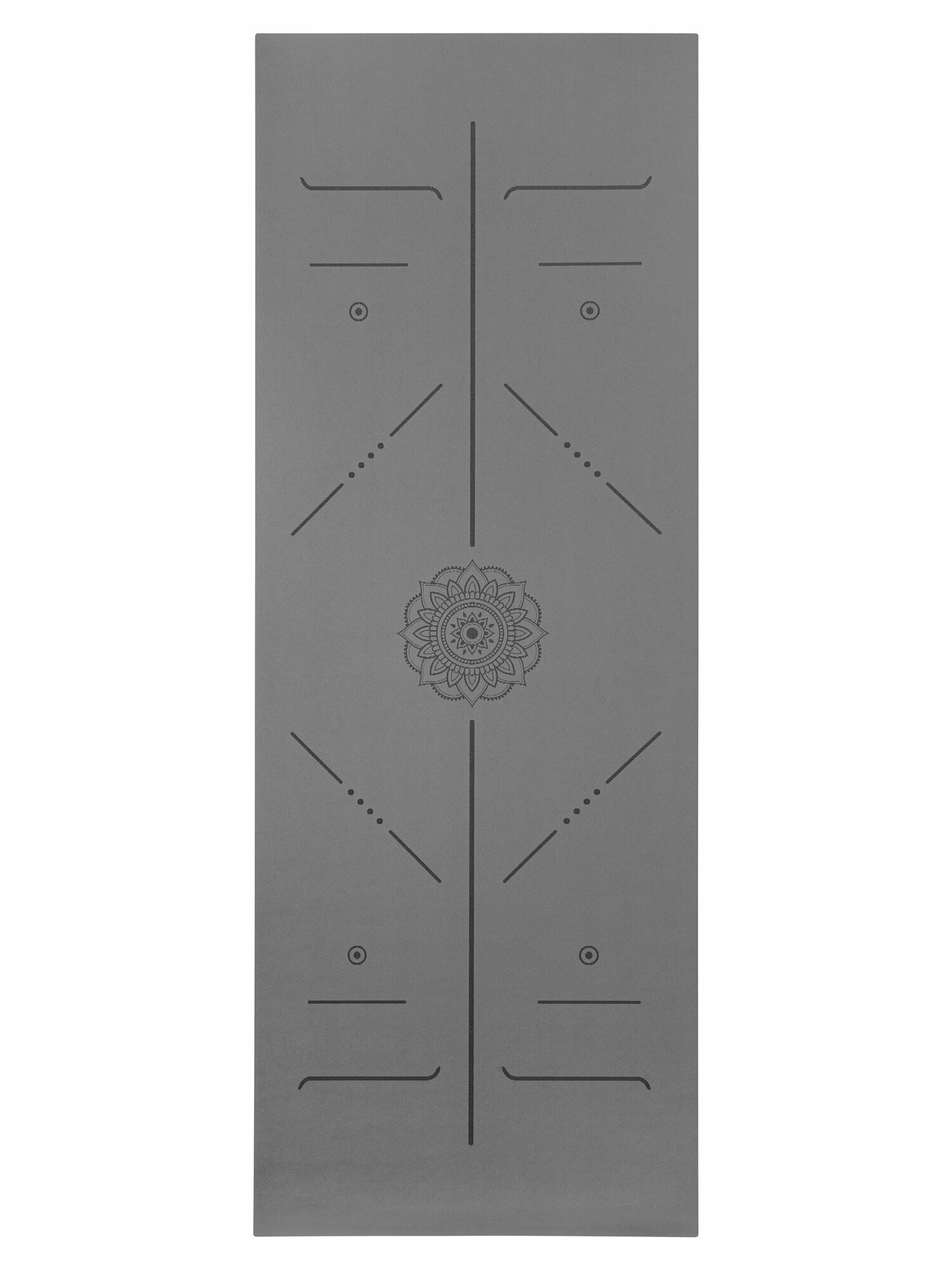 Ультрацепкий легкий 100% каучуковый коврик для йоги Mandala Travel Grey 185*68*0,2 см нескользящий и складной