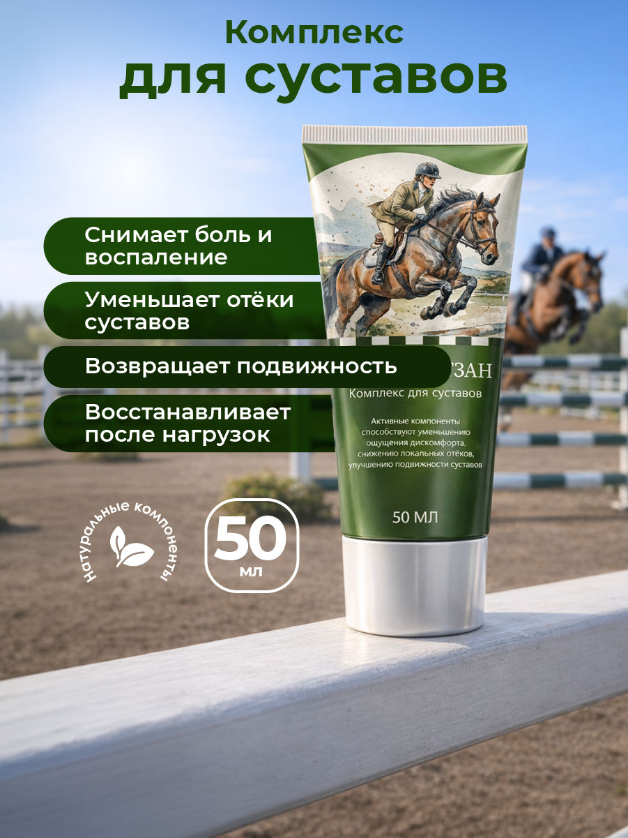 Остеофастзан, крем для суставов и мышц: снимает боль, отёки и скованность, туба 50 мл