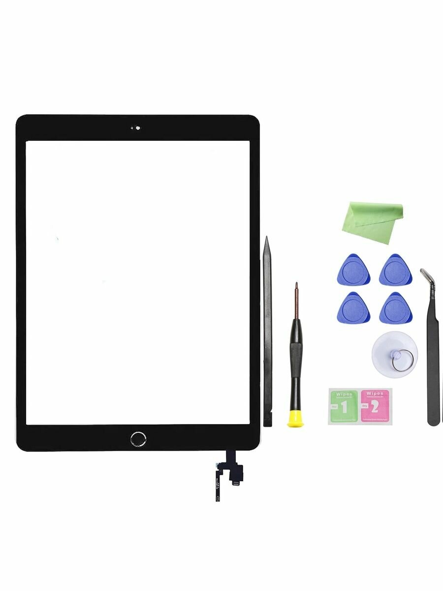 Экран для iPad mini 3 сенсорное стекло (тачскрин) для замены, модели A1599 A1600, с комплектом для ремонта чёрный