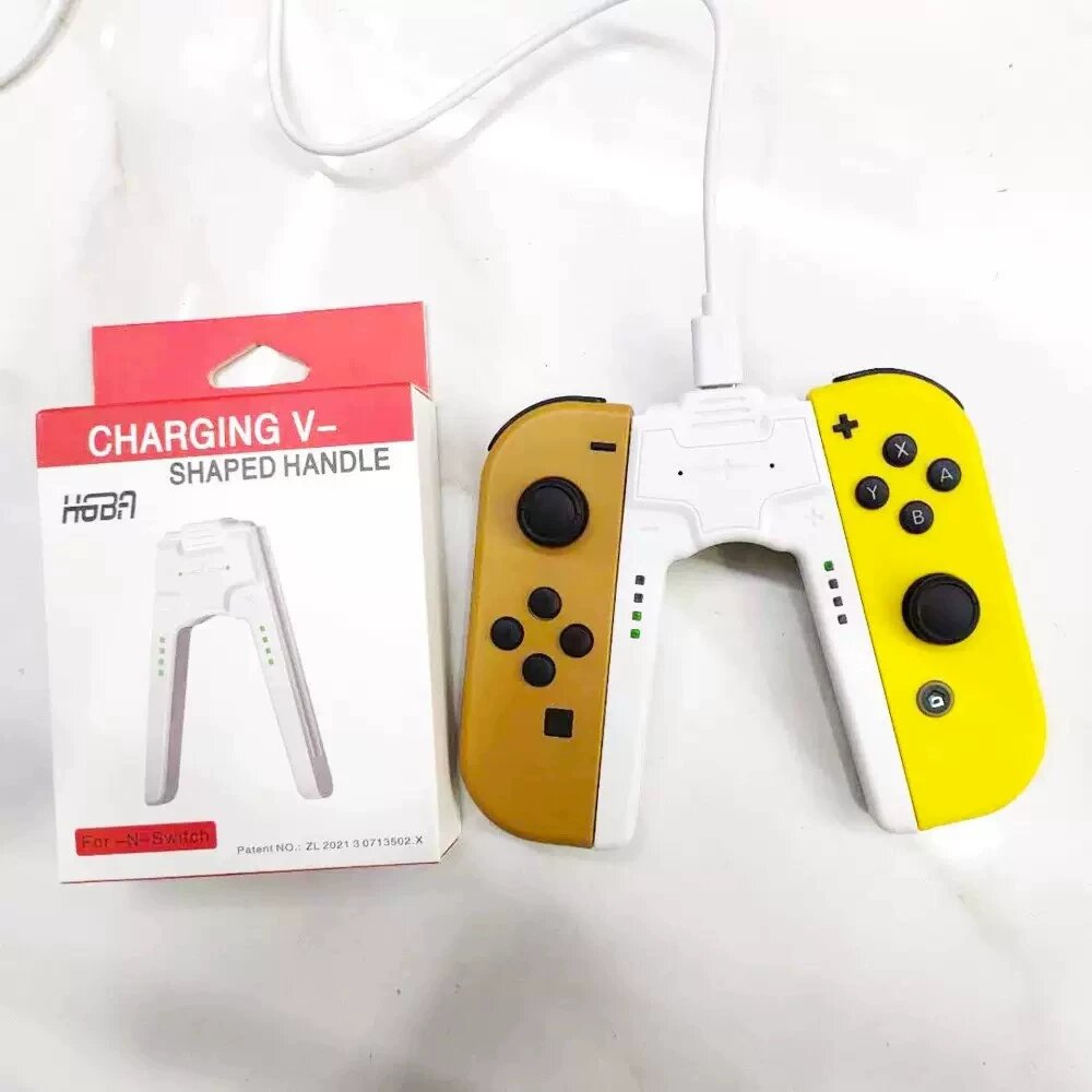 Зарядный грип для контроллеров Joy-Con Nintendo Switch для OLED консоли — Белый держатель для левой и правой руки