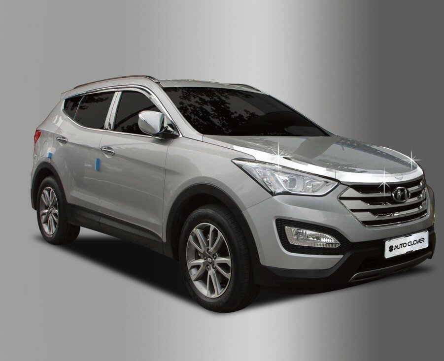 Hyundai Santa fe dm дефлектор капота хромированные из 3частей от Auto Clover