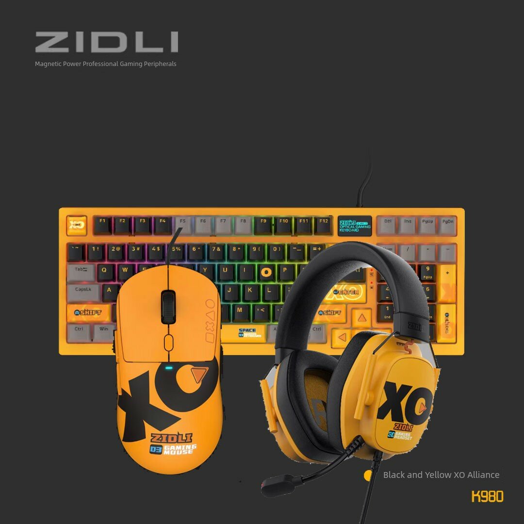 Игровой набор ZIDLI K980: Механическая клавиатура, мышь и гарнитура с магнитным креплением — для киберспорта и
