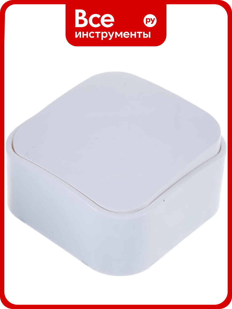 Выключатель, Legrand, Legrand одноклавишный Legrand Quteo IP20 10А 250В винтовые зажимы накладной монтаж белый