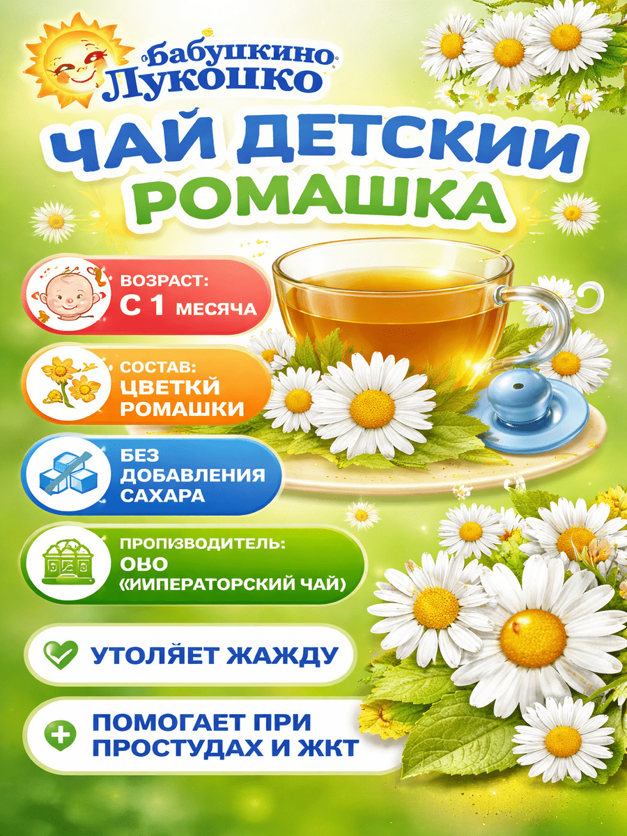 Чай детский Бабушкино Лукошко Ромашка с 1 месяца, 20г