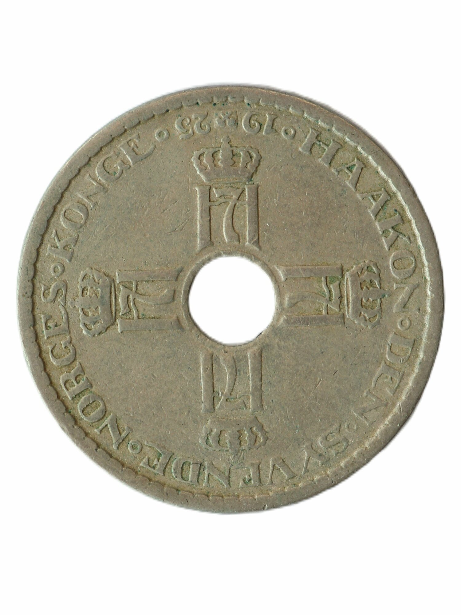 Подлинная монета Норвегии 1 крона 1925 года