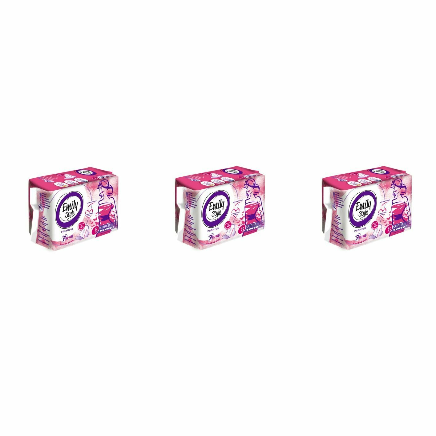 Emily Style Прокладки женские Premium super, 8 шт, 3 уп