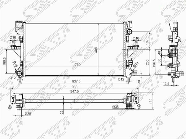 Радиатор SAT PG0009-14 Peugeot Boxer 14- / Citroen Jumper 14-