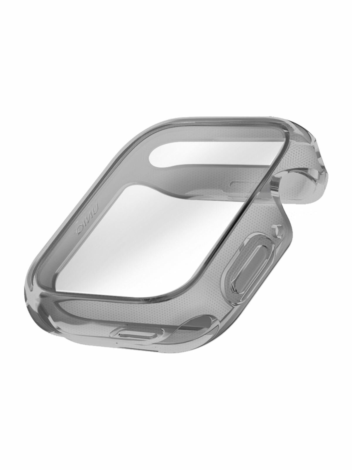 Чехол Uniq Garde с защитой стекла экрана на Apple Watch 42 мм 10 серии с защитой от царапин из силикона и пластика, дымчато-серый