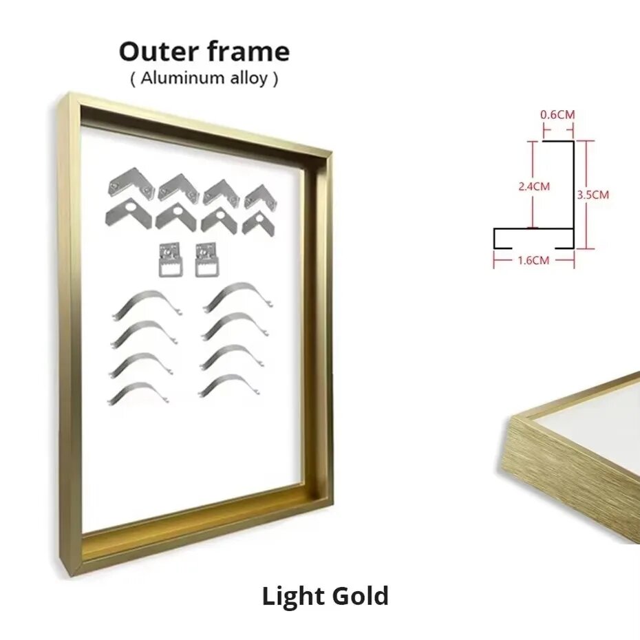 DIY Золото-черная рамка для холстов 60x90CM, Желтый, Light Gold