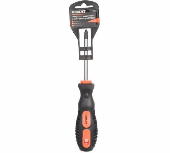 Отвертка крестовая короткая Gigant PH2x75 с магнитным наконечником GS PH275