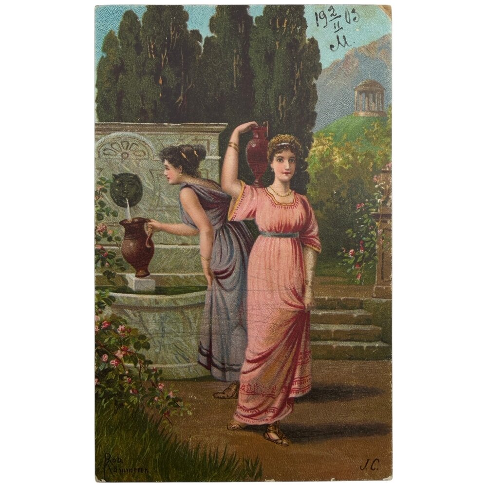 Почтовая открытка "Молодые женщины" 1900-1903 гг. Германская Империя