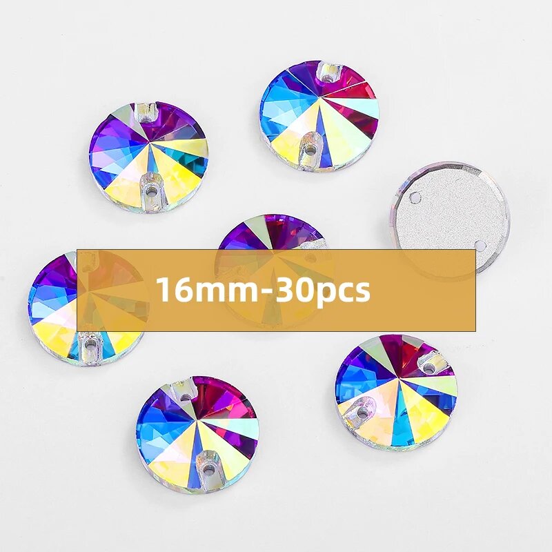 Стразы DUCRYSTAL AAAAA круглые плоские round 16mm 30pcs