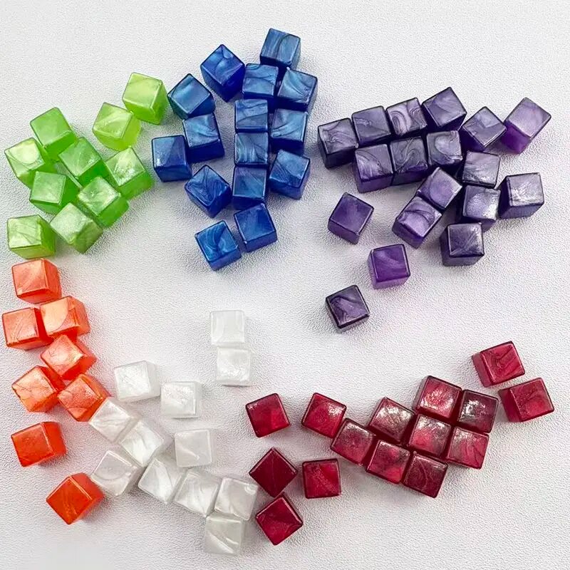 Шахматные кубики 50 шт, colour mixture, пластик 8 мм