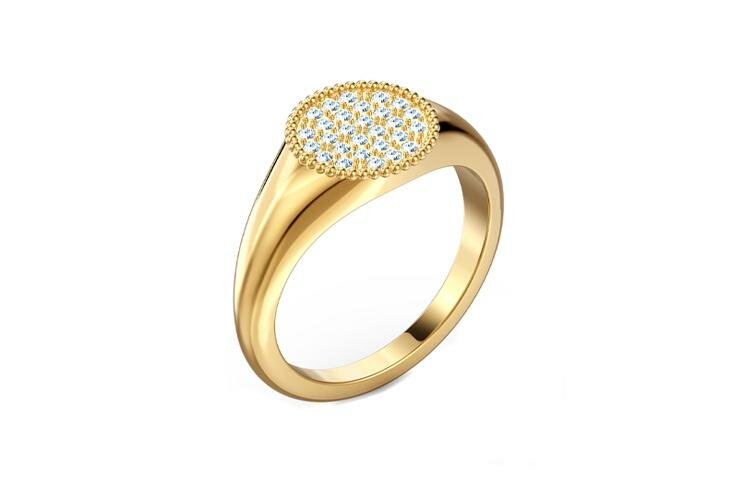 Кольцо обручальное, кристаллы Swarovski