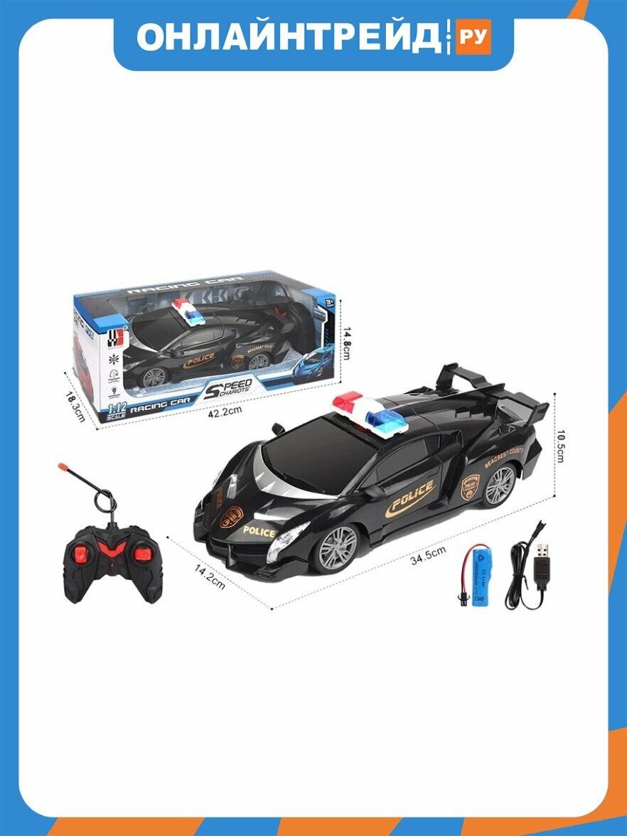 Игрушка на радиоуправление Zhorya FD308A Машина полицейская свет звук 1:12, 35 см