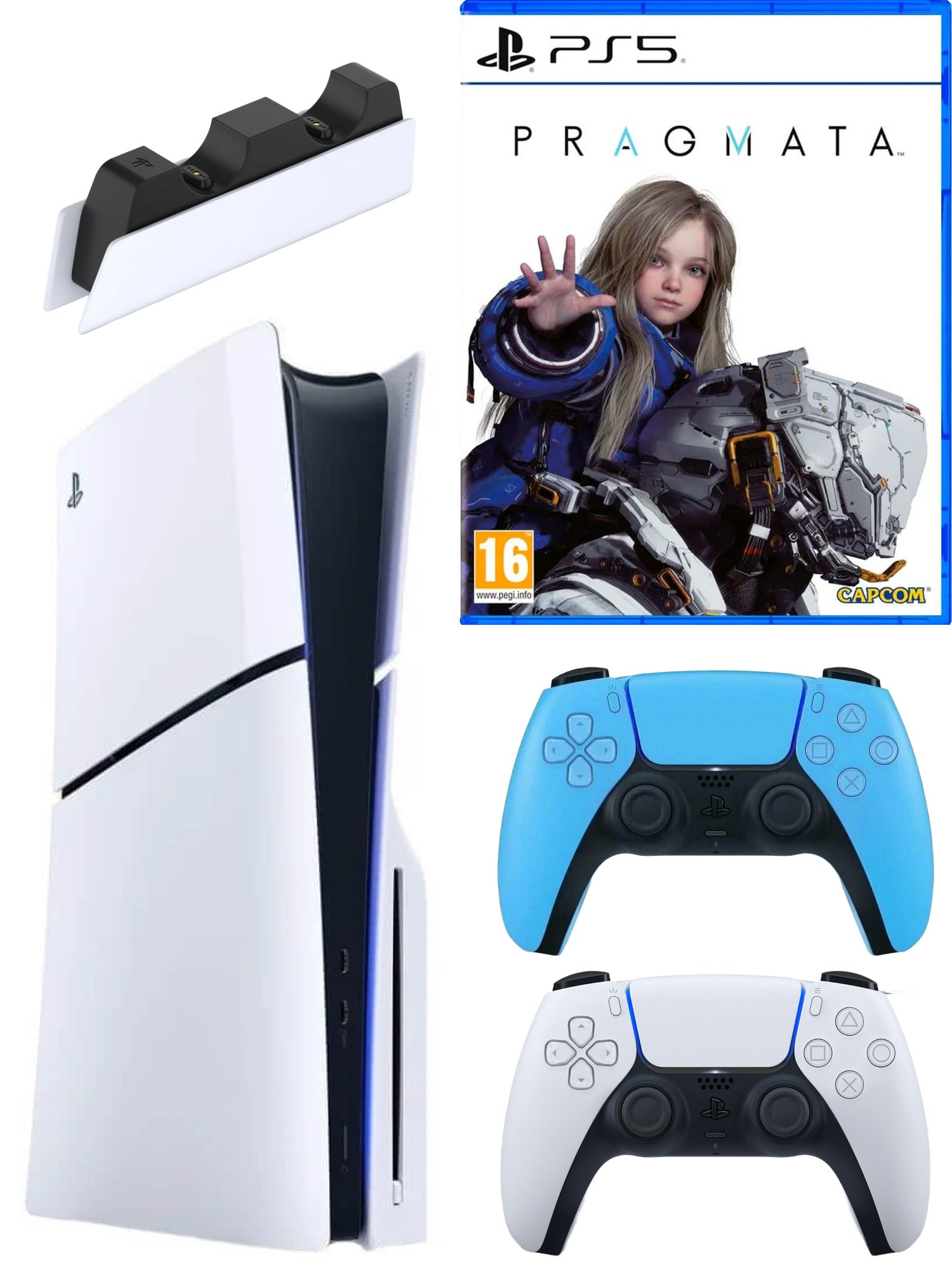 Игровая приставка Sony PS 5 Slim, 1ТБ(с дисководом)+2 геймпад+Зарядная станция+Pragmata (подробности в чате)