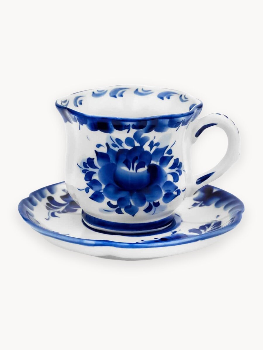 Чайная пара - Гжель Фарфор, 14,0x8 см, 150 мл