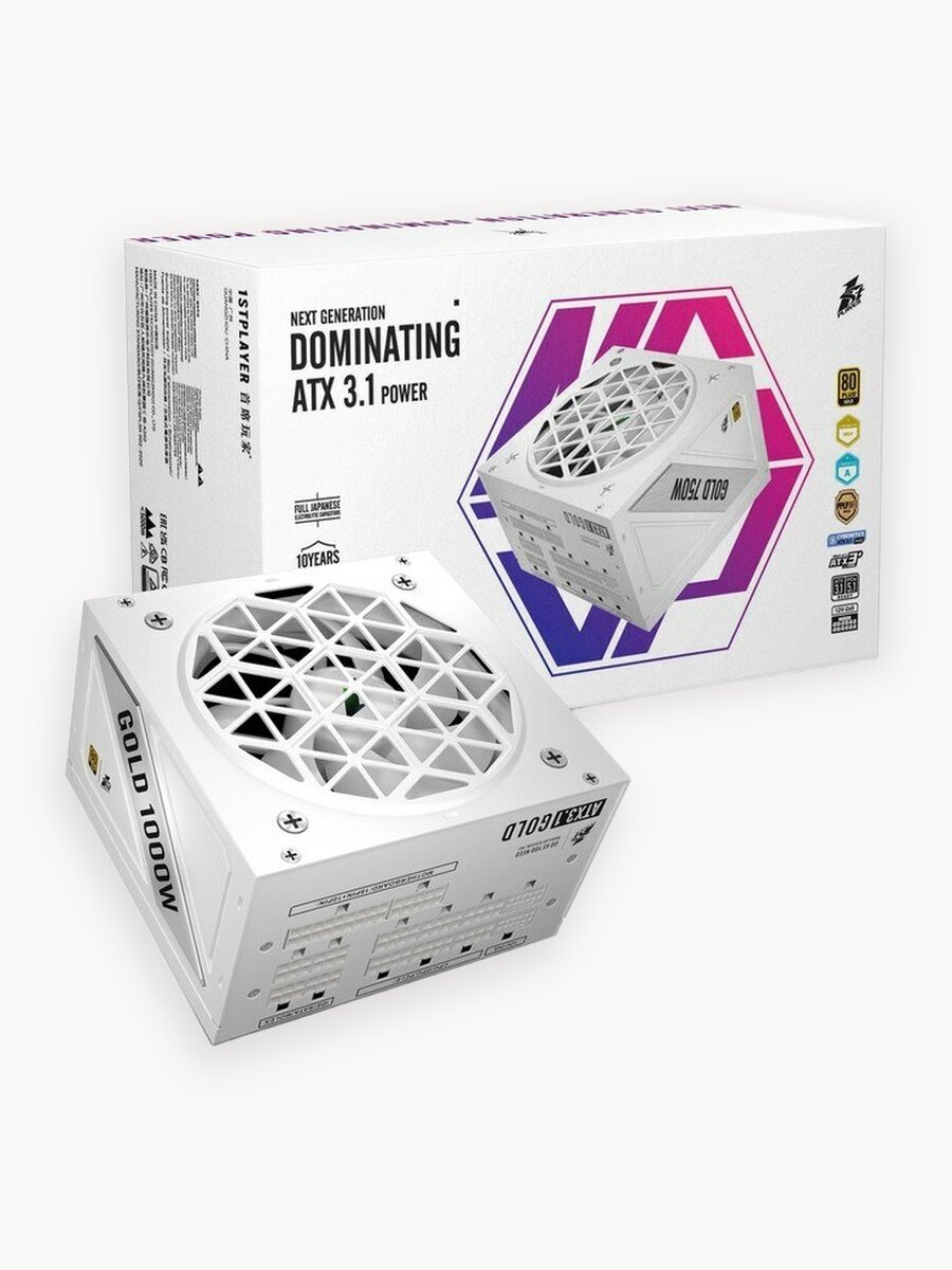 Блок питания 1STPLAYER NGDP (HA-1000BA4-WH) 1000 Вт, 80+ Gold, ATX3.1 белый