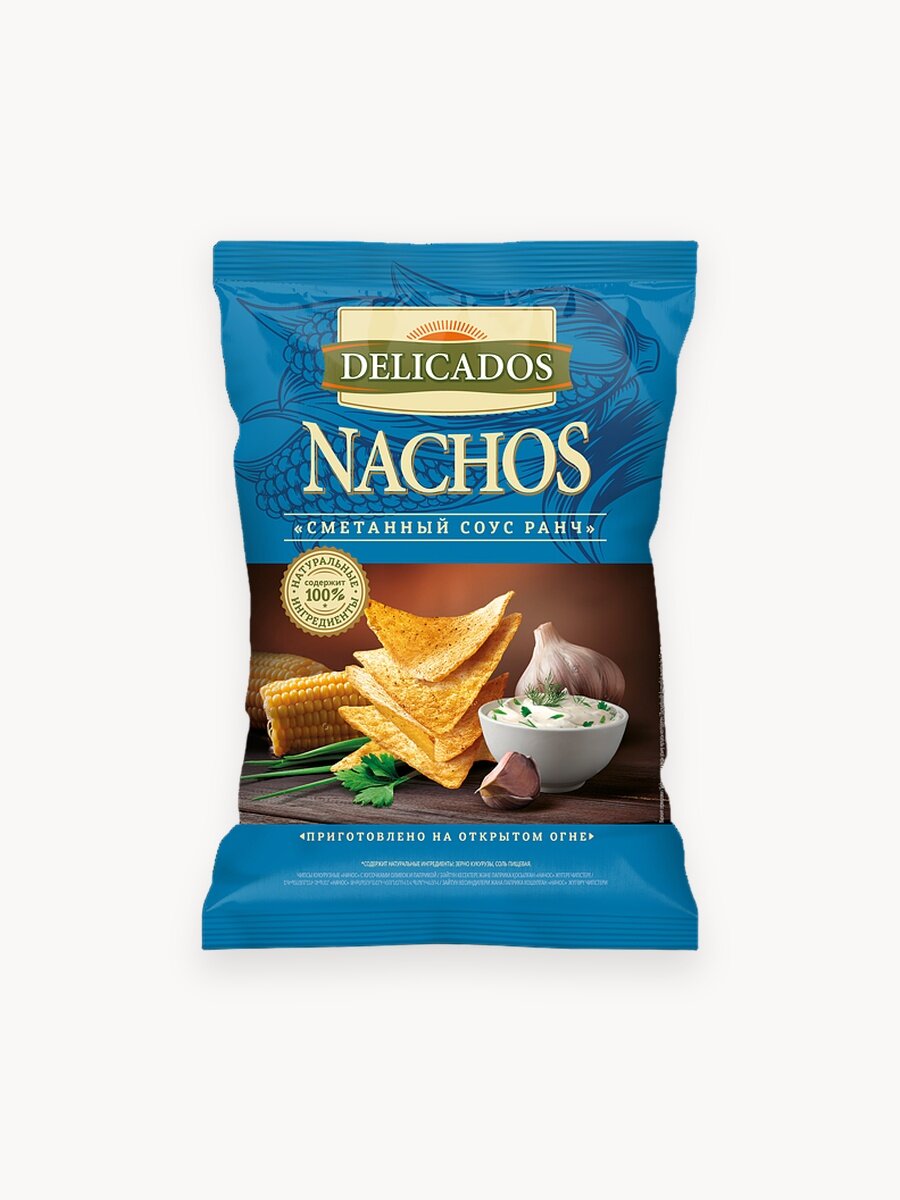 Чипсы кукурузные Delicados Nachos Сметанный соус ранч 150г
