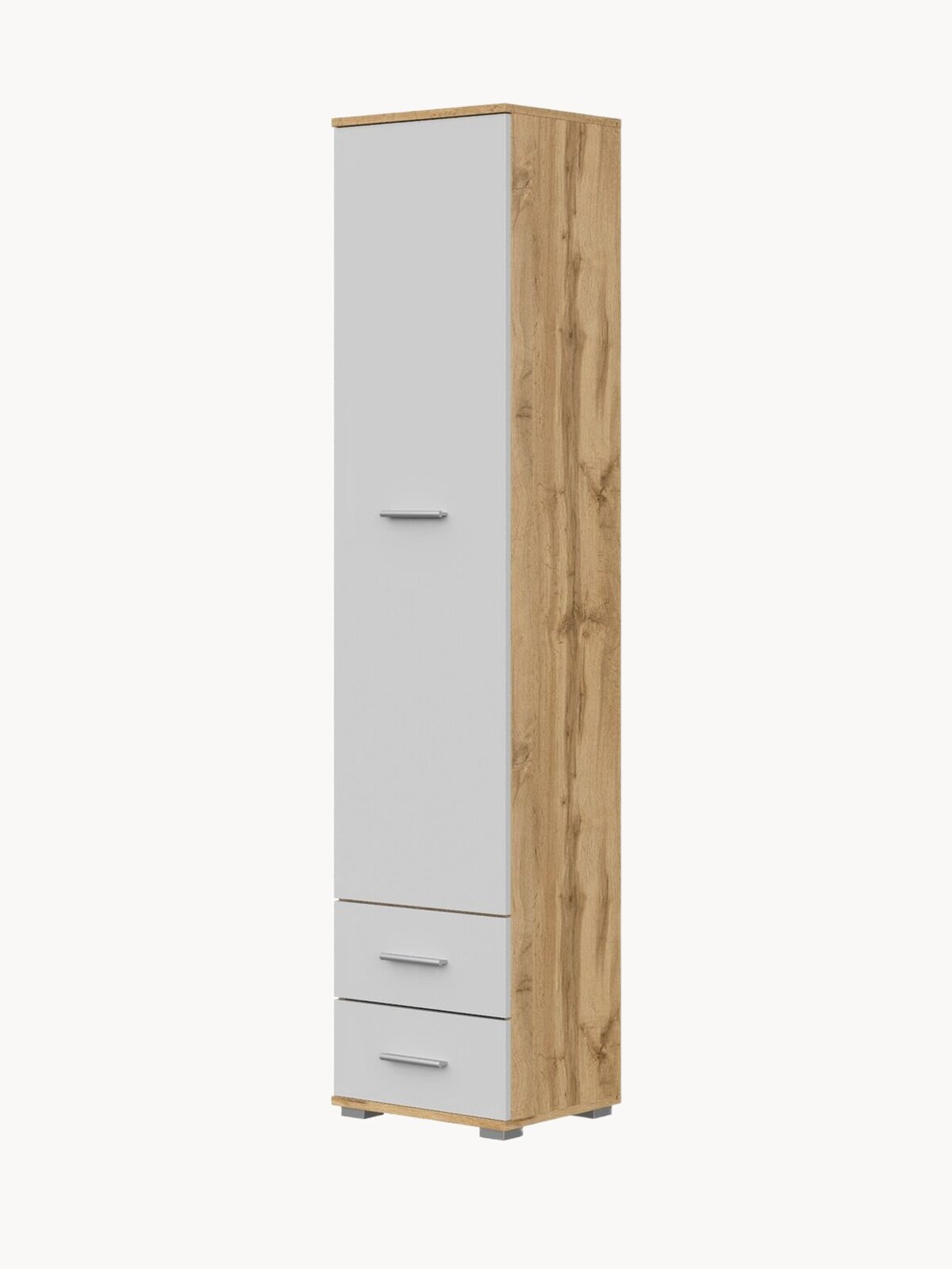 FUN (ФАН) шкаф СТ-3, 40 х 180 х 34 см, ЛДСП, 2 ящика, Дуб Вотан/Белый