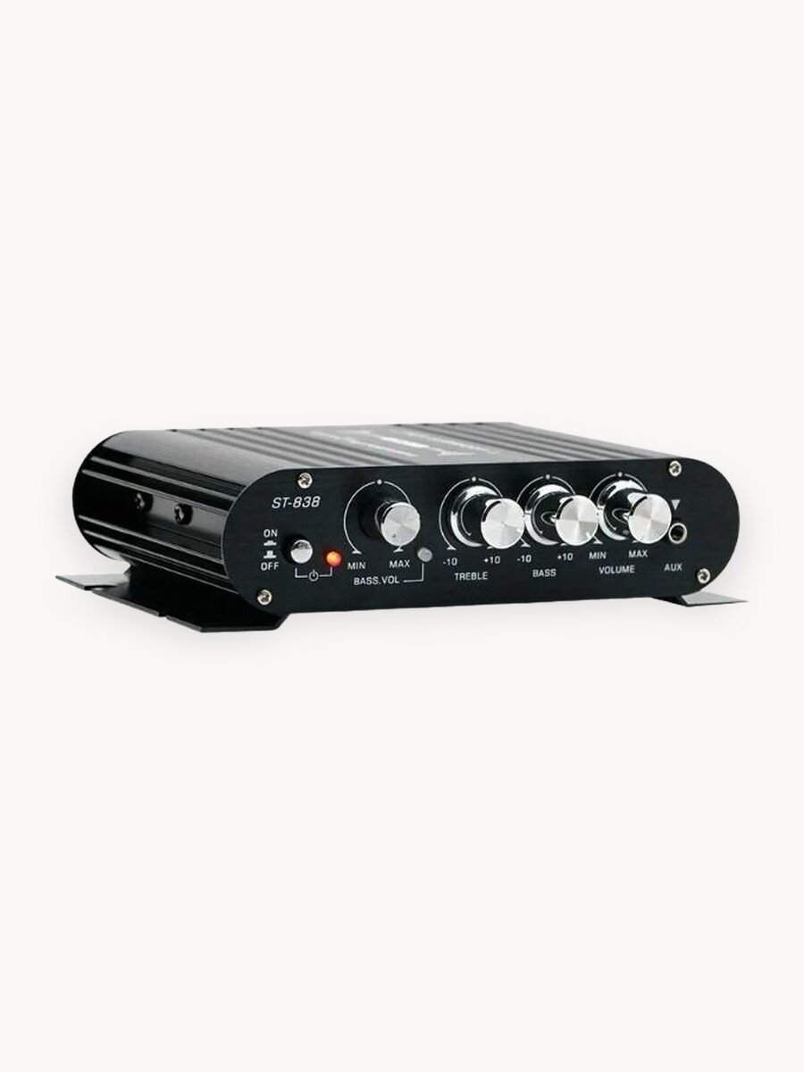 Аудио усилитель ST-838 черный, Автомобильный 2.1-канальный сабвуфер HIFI, усилитель звука, поддержка MP3, с адаптером US Plug