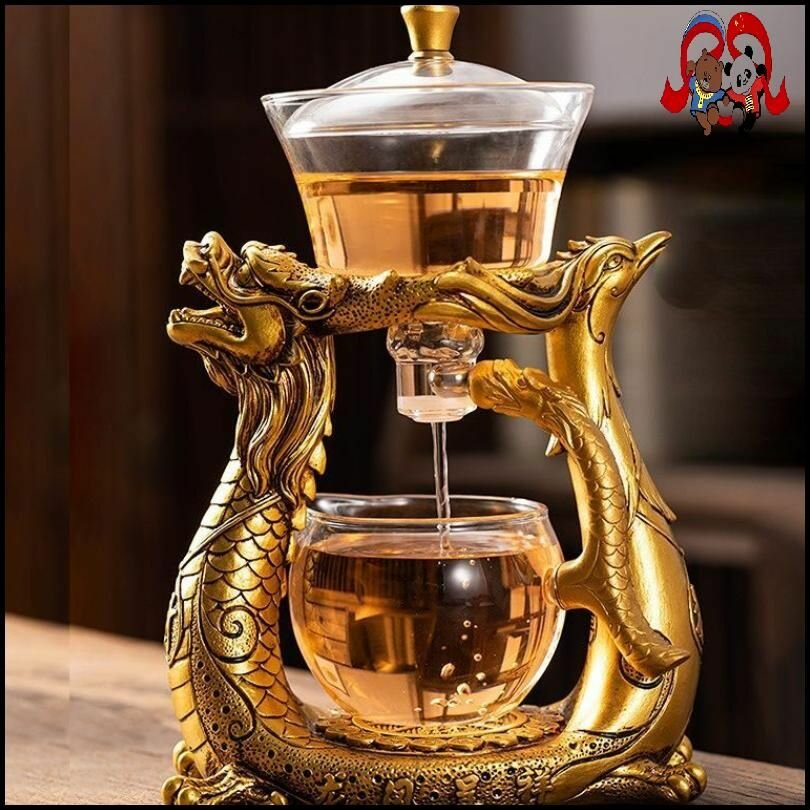 Набор для чайной церемонии, заварочный чайник Гунфу. Китайский подарочный сервизы посуда, фарфоровый,"Золотой дракон"