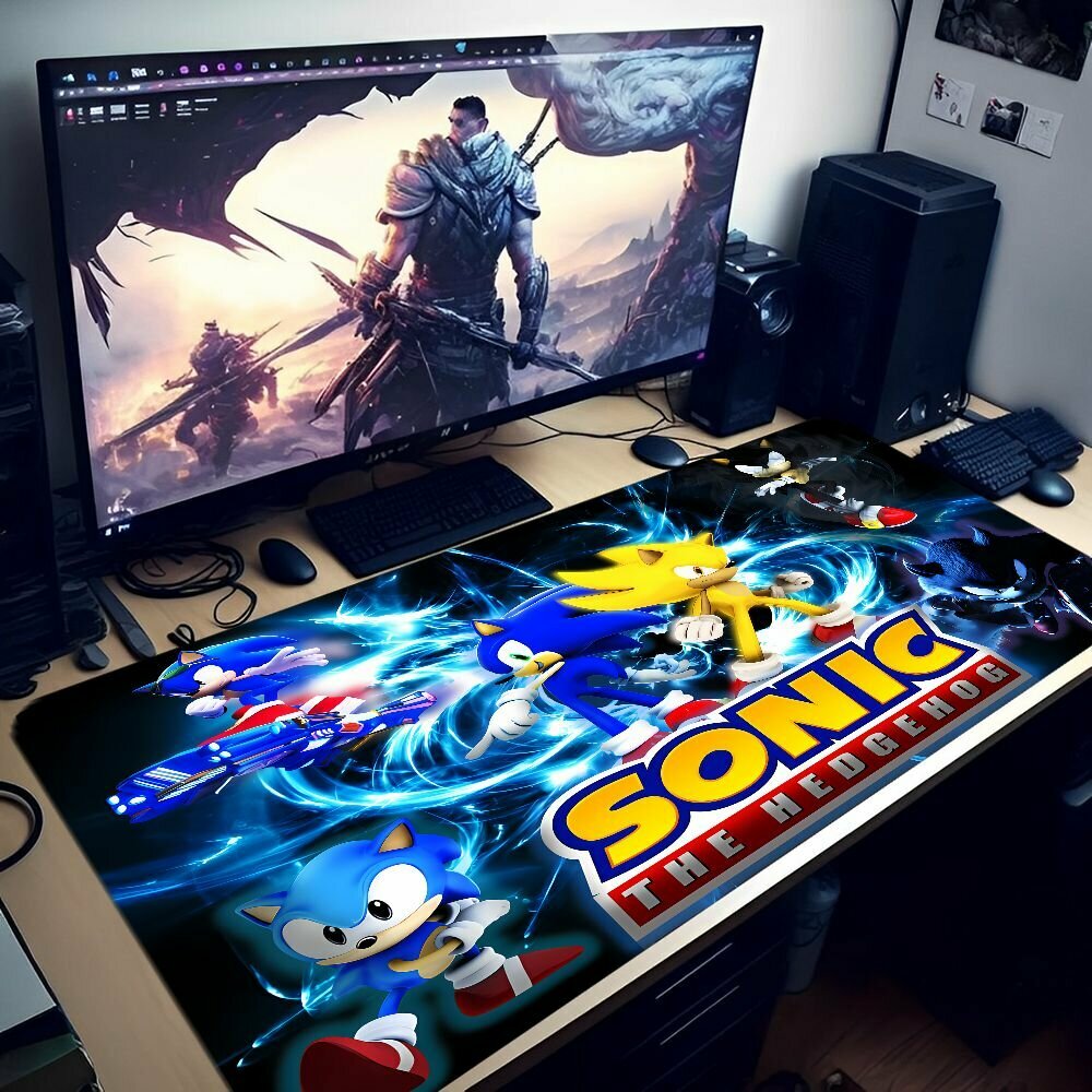 Sonic Коврик для мыши с мультяшной звуковой клавиатурой, аксессуары для компьютера, одеяло для игрового стола 400x900 xl