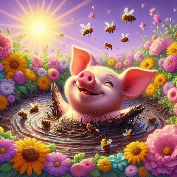 Алмазная живопись "Милая свинья", полный набор 60x60cm square, xl5664