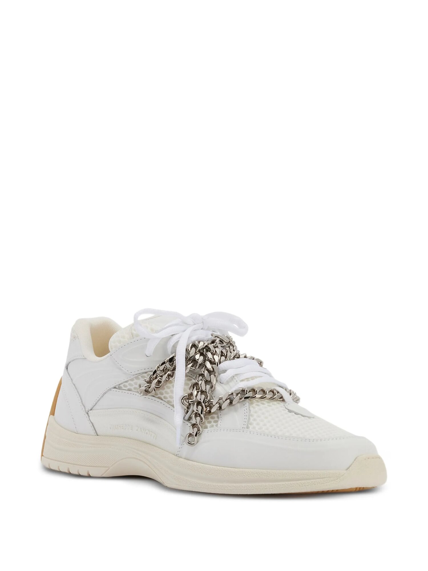 Кроссовки Giuseppe Zanotti Lace chain leather sneakers, размер 46 EU, white — фото 1
