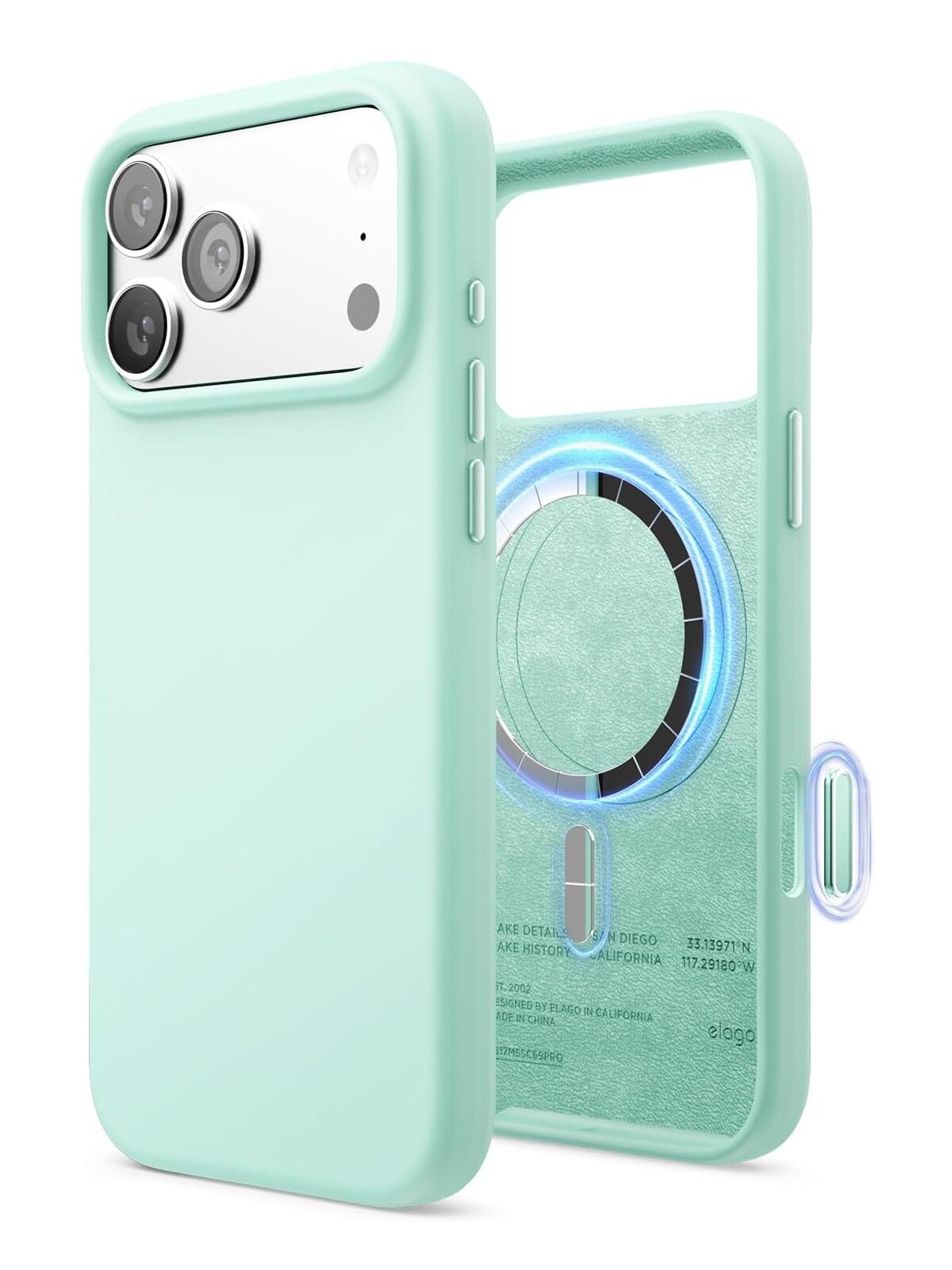 Elago силиконовый чехол для iPhone 17 Pro, Magnetic Silicone Aqua Sky (MagSafe)