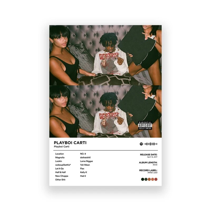 Playboi Carti Whole Lotta Red Постер на холсте PC12074, 13x18 cm No Frame