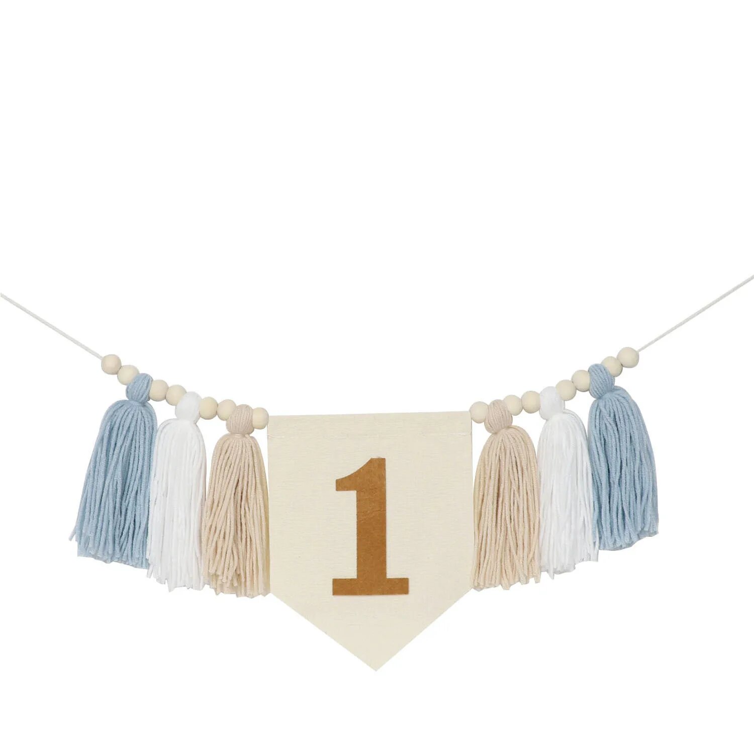 Гирлянда на первый день рождения с кистями, цвет: Khaki blue tassel