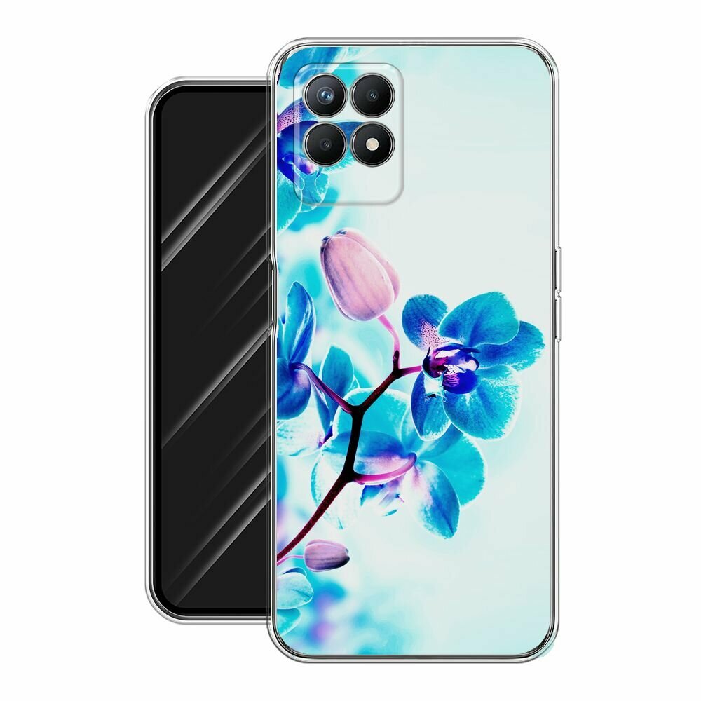 Силиконовый чехол на Realme 8i / Реалми 8i с принтом "Голубая орхидея" — фото 1