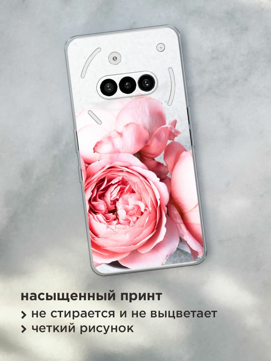 Чехол на Nothing Phone 3a / Нотинг Фон 3а с принтом "Пионы на белом" — фото 1