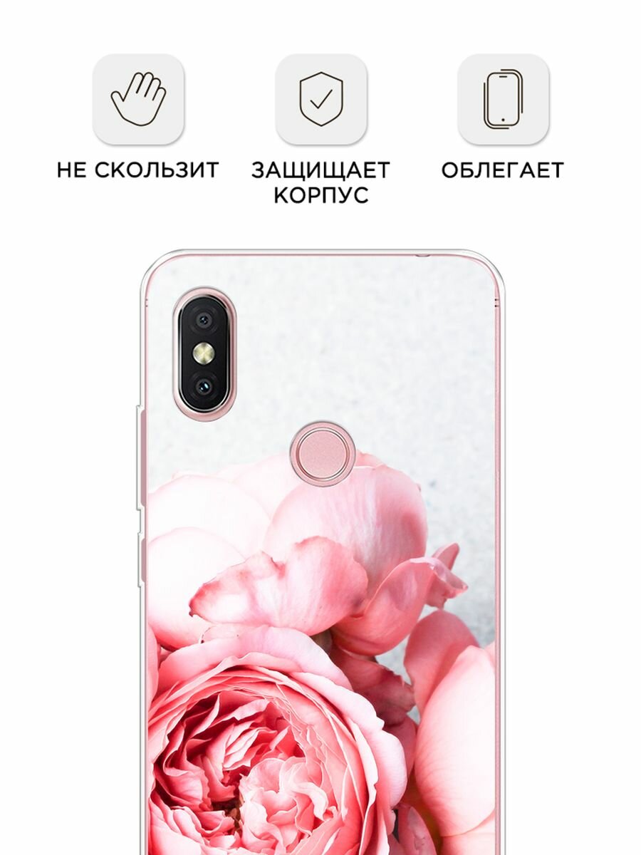 Чехол на Xiaomi Redmi S2 (Redmi Y2) / Сяоми Редми С2 (Редми Y2) с принтом "Пионы на белом" — фото 1