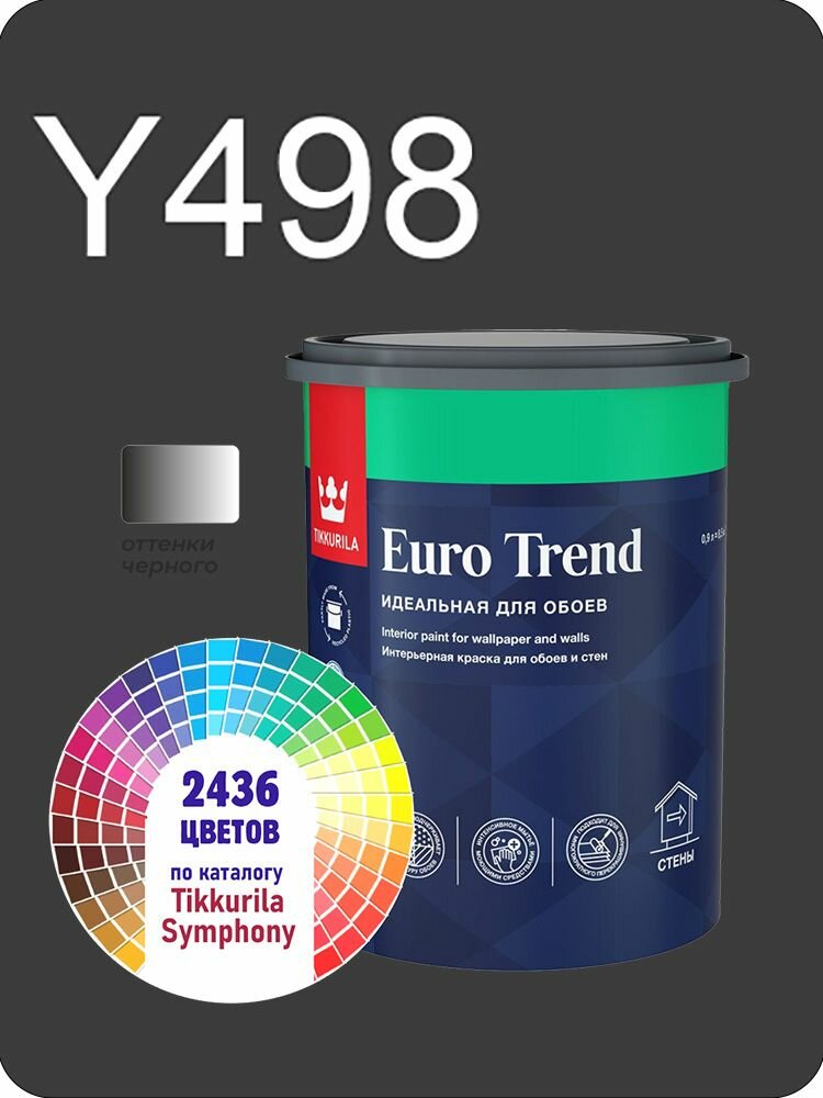 Краска для обоев Tikkurila Euro Trend 0,9л. оттенки черного Y498