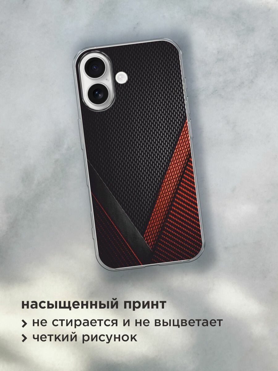 Чехол на Apple iPhone 17 / Айфон 17 с принтом "Красный карбон" — фото 1